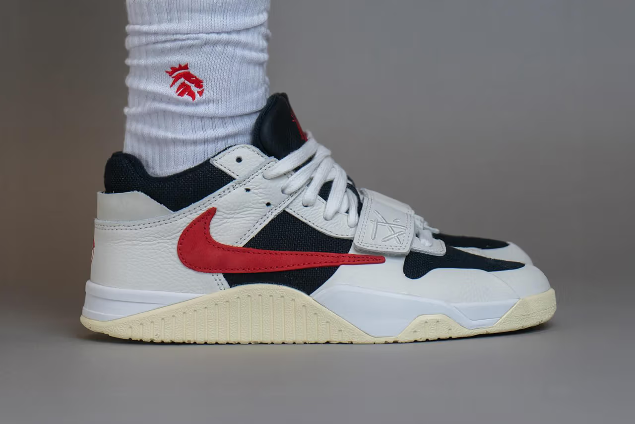 Take a look at the Travis Scott x Jordan Jumpman Jack with a red Swoos ...