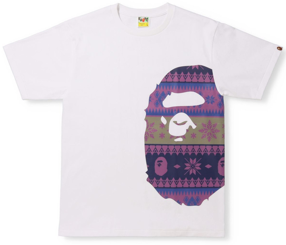BAPE Snow Pattern Side Big Ape Head Tee White/Purple – Hype Vault